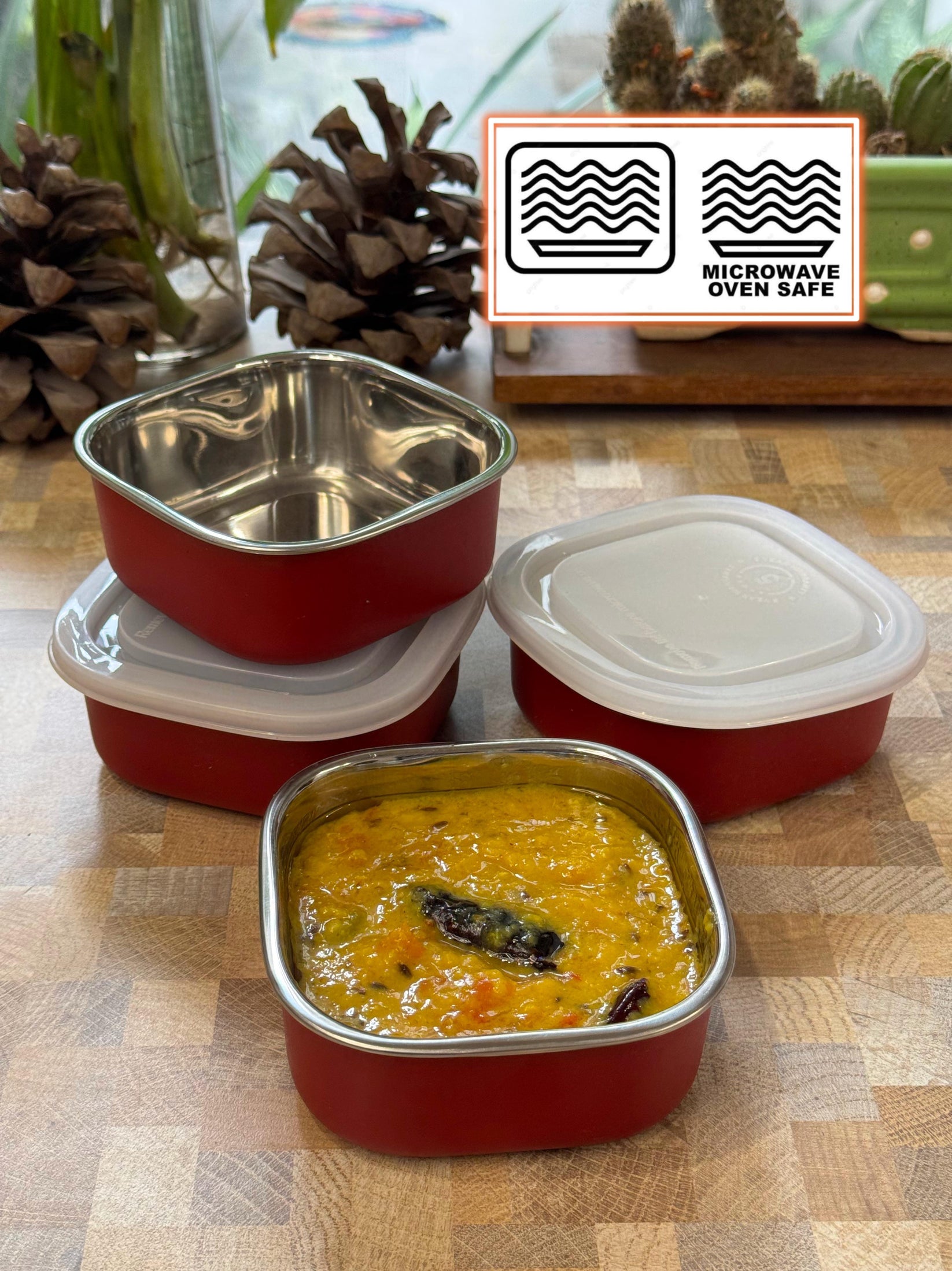Heat Mate Microwave-Safe Stainless Steel Food Containers – CATFATINDIA