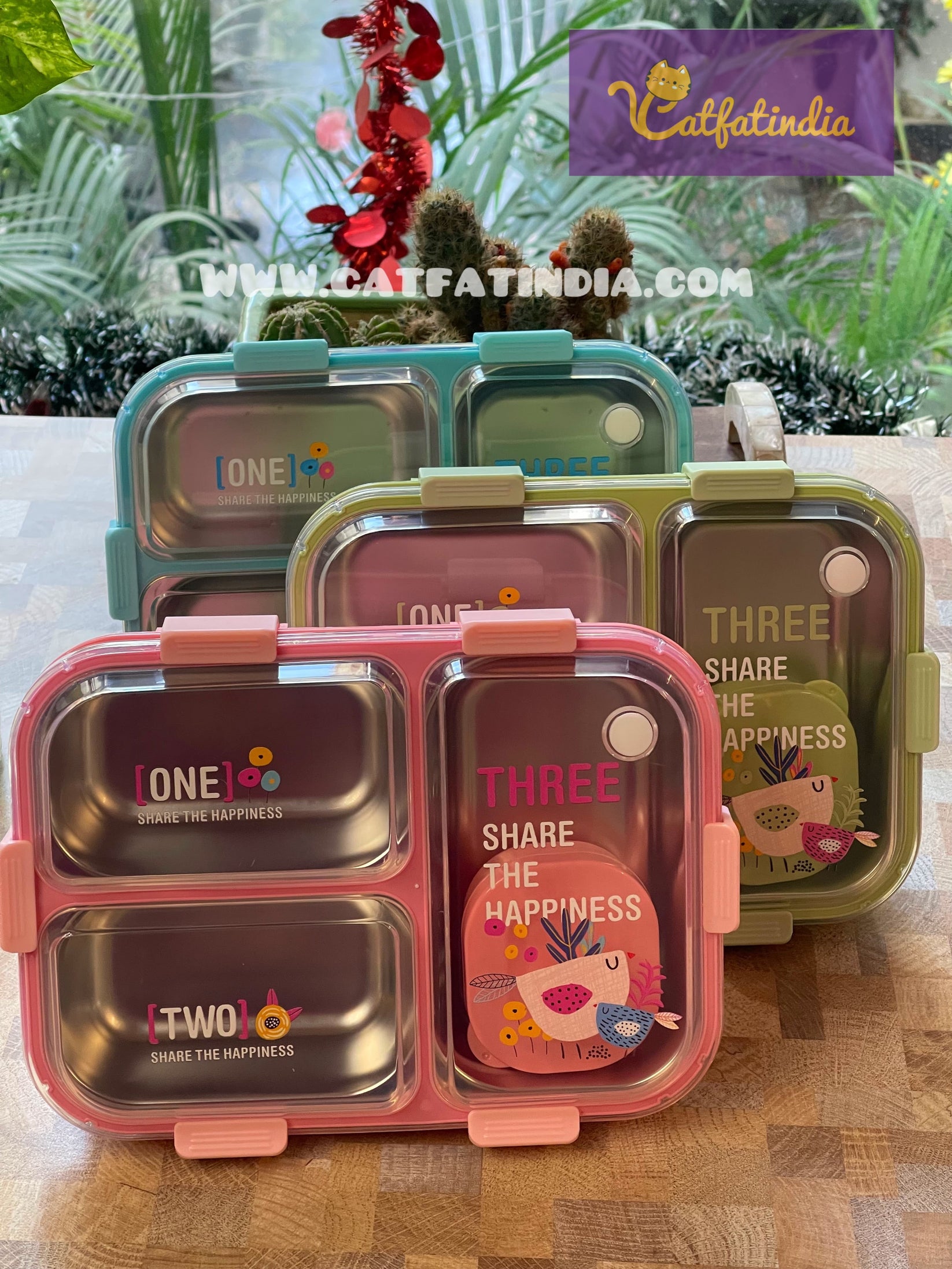 Trio Bento lunch box ( stainless steel ) – CATFATINDIA